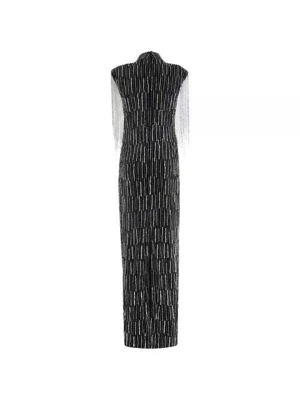 Pinko Crystal-embellished Fringed Dress
