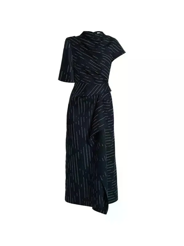 Erdem Striped Draped Midi Dress - Blue
