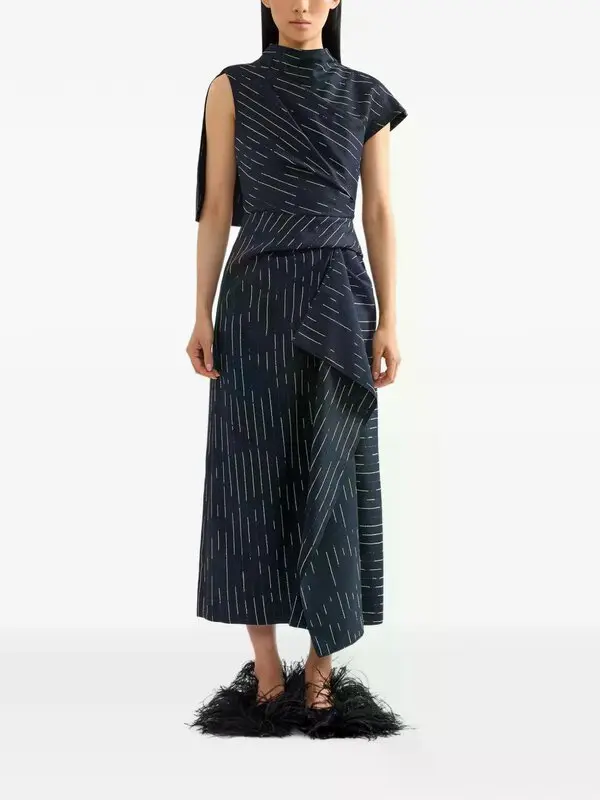 Erdem Striped Draped Midi Dress