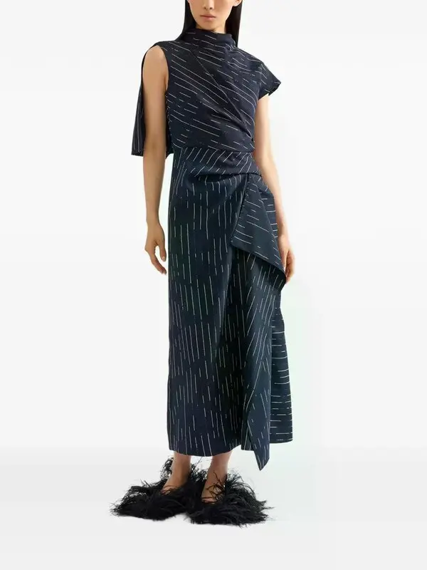 Erdem Striped Draped Midi Dress