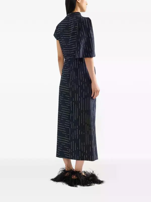 Erdem Striped Draped Midi Dress