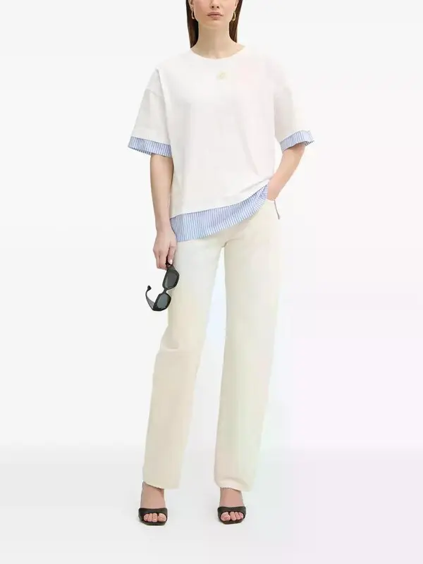 Luisa Spagnoli Baiadera Cotton T-shirt With Logo Embroidery
