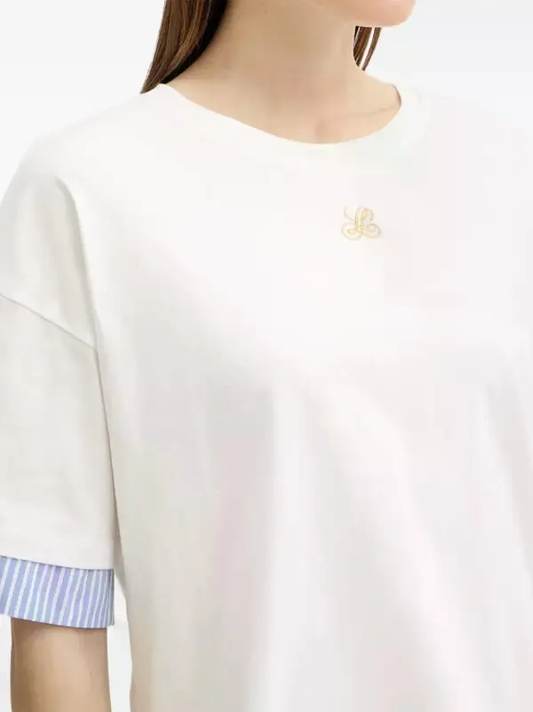 Luisa Spagnoli Baiadera Cotton T-shirt With Logo Embroidery