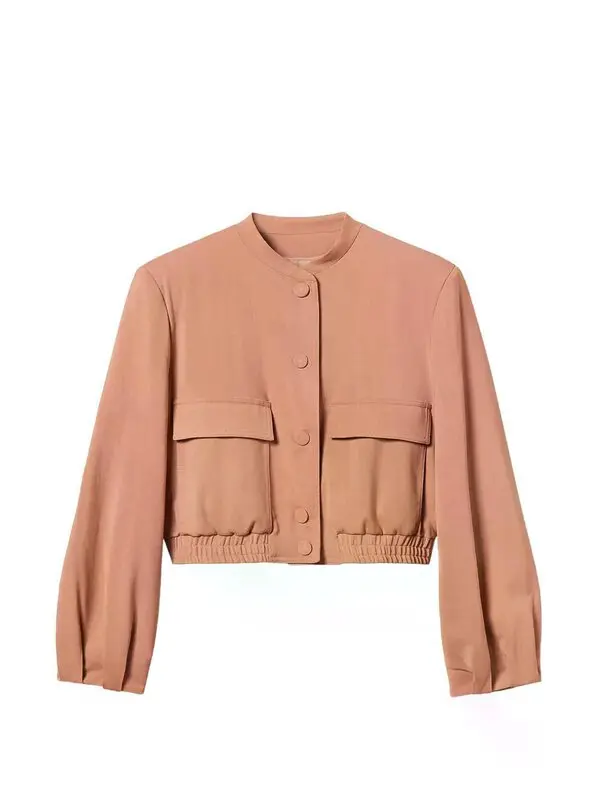TWINSET Twill Bomber Jacket With Pockets