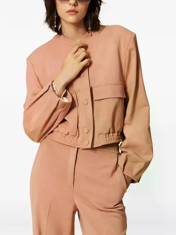 TWINSET Twill Bomber Jacket With Pockets