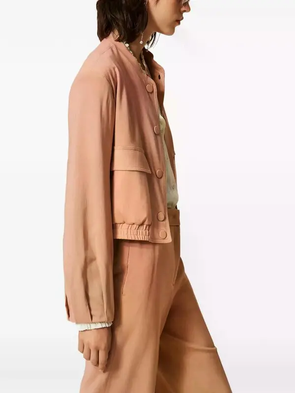 TWINSET Twill Bomber Jacket With Pockets