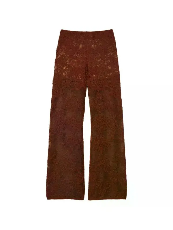 TWINSET Jacquard Alpaca Blend Knit Trousers With Lace Detailing
