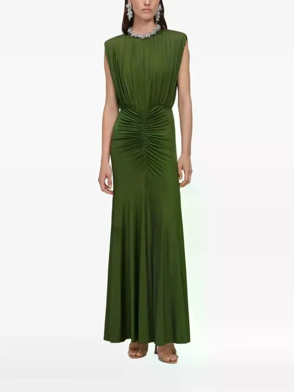 SELF-PORTRAIT Olive Jersey Gathered Maxi Dress