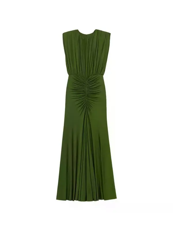 SELF-PORTRAIT Gathered Jersey Maxi Dress - Green