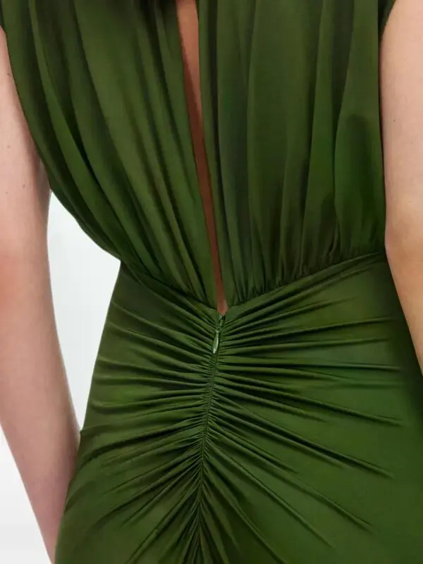 SELF-PORTRAIT Gathered Jersey Maxi Dress - Green