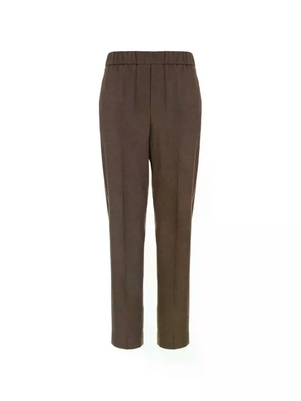 Peserico Bead-embellished Elasticated Trousers - Brown