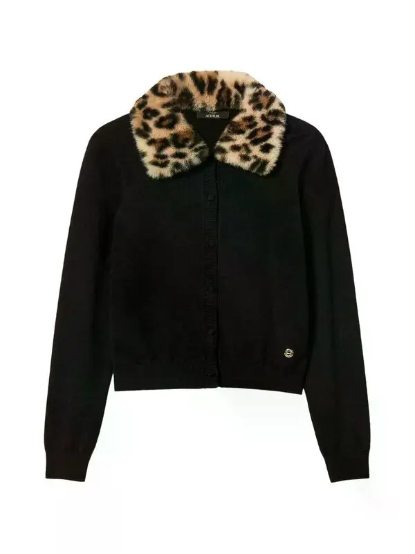TWINSET Jacket With Faux Fur And Knit Collar - Black