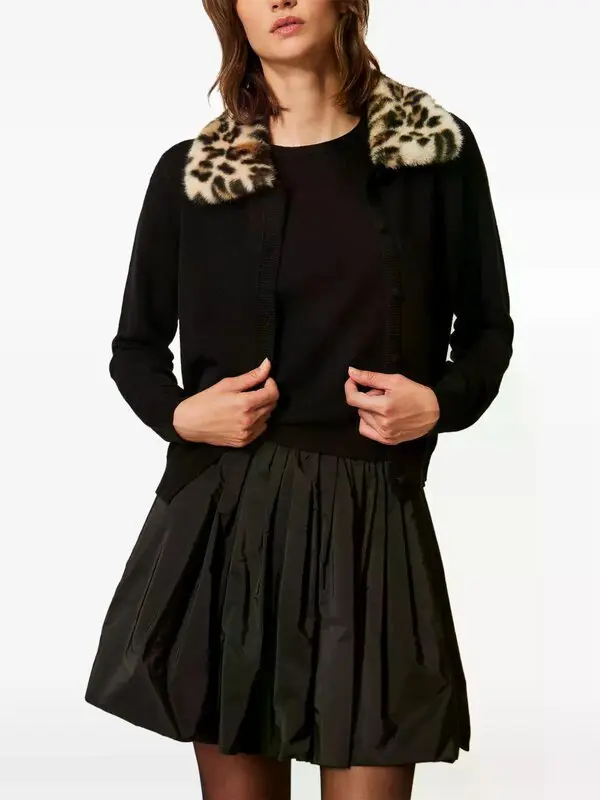 TWINSET Jacket With Faux Fur And Knit Collar