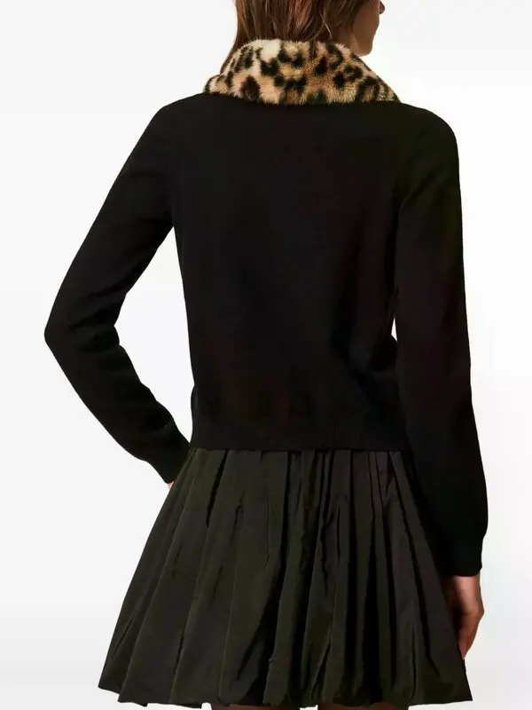 TWINSET Jacket With Faux Fur And Knit Collar