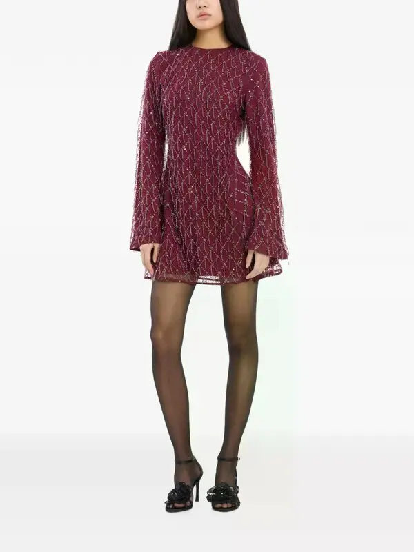 ROTATE BY BIRGER CHRISTENSEN Sequins Mini Flared Dress - Red