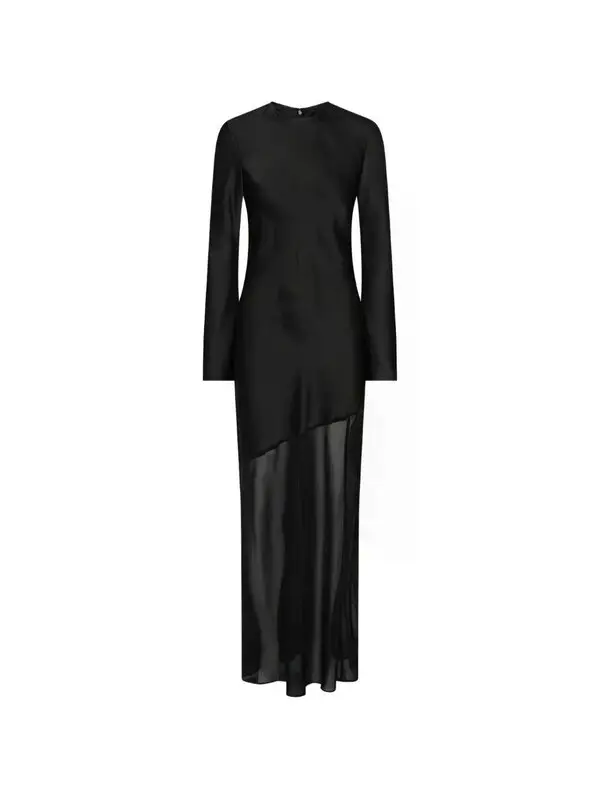 ROTATE BY BIRGER CHRISTENSEN Maxi Long Sleeve Dress With Sheer Layer - Black