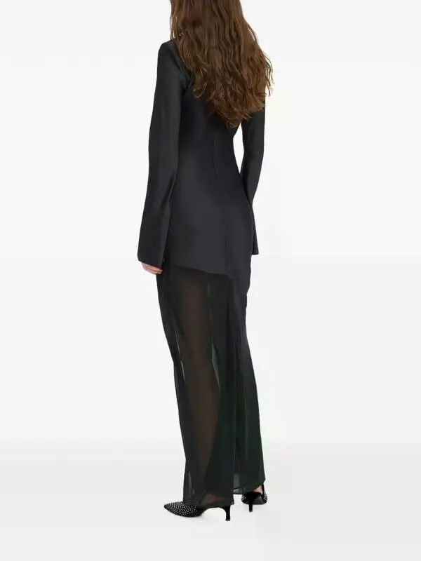 ROTATE BY BIRGER CHRISTENSEN Maxi Long Sleeve Dress With Sheer Layer