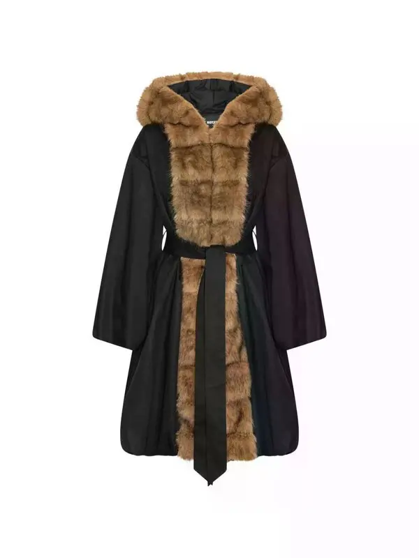 ROTATE BY BIRGER CHRISTENSEN Faux-fur Collar Coat - Black