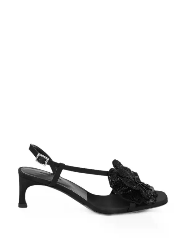 ROTATE BY BIRGER CHRISTENSEN Satin Flower Mid Heel Sandals