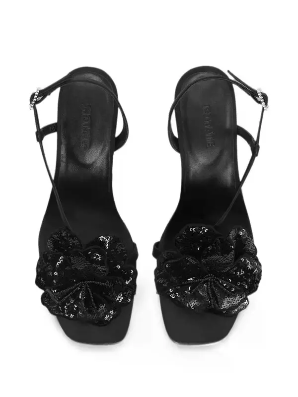ROTATE BY BIRGER CHRISTENSEN Satin Flower Mid Heel Sandals