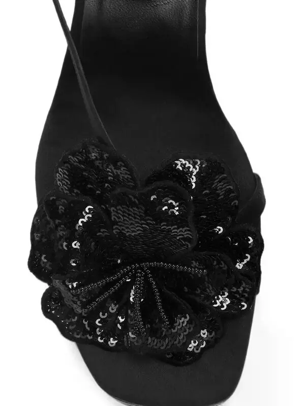 ROTATE BY BIRGER CHRISTENSEN Satin Flower Mid Heel Sandals
