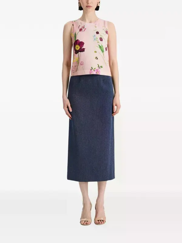 Oscar De La Renta Botanical-print Sleeveless Sweater