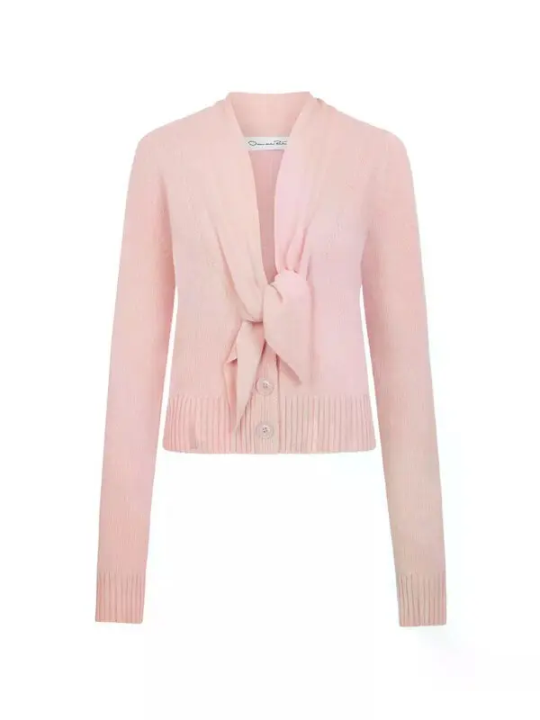 Oscar De La Renta Tied-neck Wool Cardigan - Pink