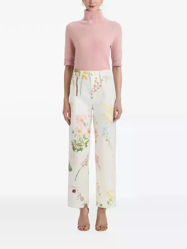 Oscar De La Renta Botanical Print Straight-leg Jeans