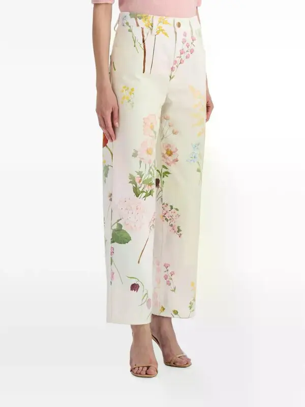 Oscar De La Renta Botanical Print Straight-leg Jeans