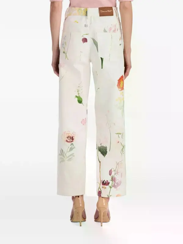 Oscar De La Renta Botanical Print Straight-leg Jeans