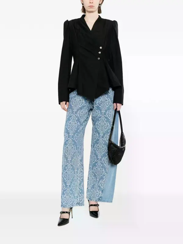 FETICO Damask Print Wide-leg Jeans