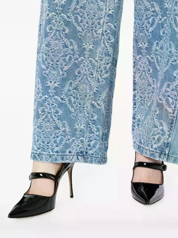 FETICO Damask Print Wide-leg Jeans