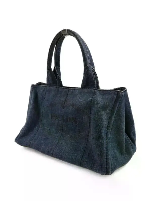 Prada Denim Logo-print Tote Bag