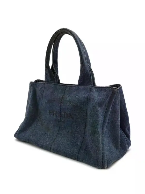 Prada Denim Logo Tote Bag