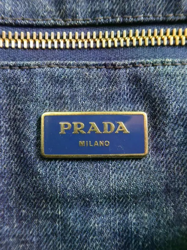 Prada Denim Logo Tote Bag
