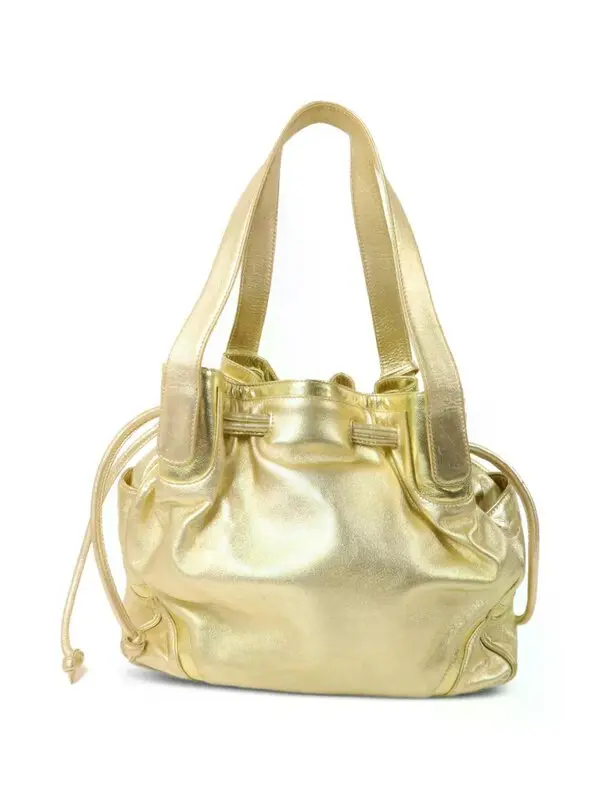 Loewe Drawstring Leather Shoulder Bag - Gold