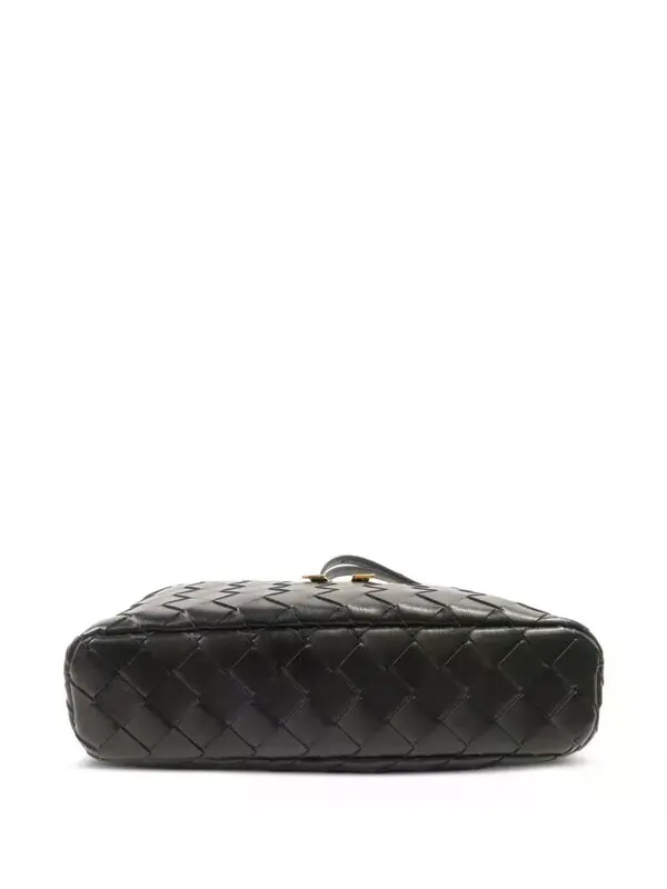 Bottega Veneta Leather Intrecciato Shoulder Bag - Black