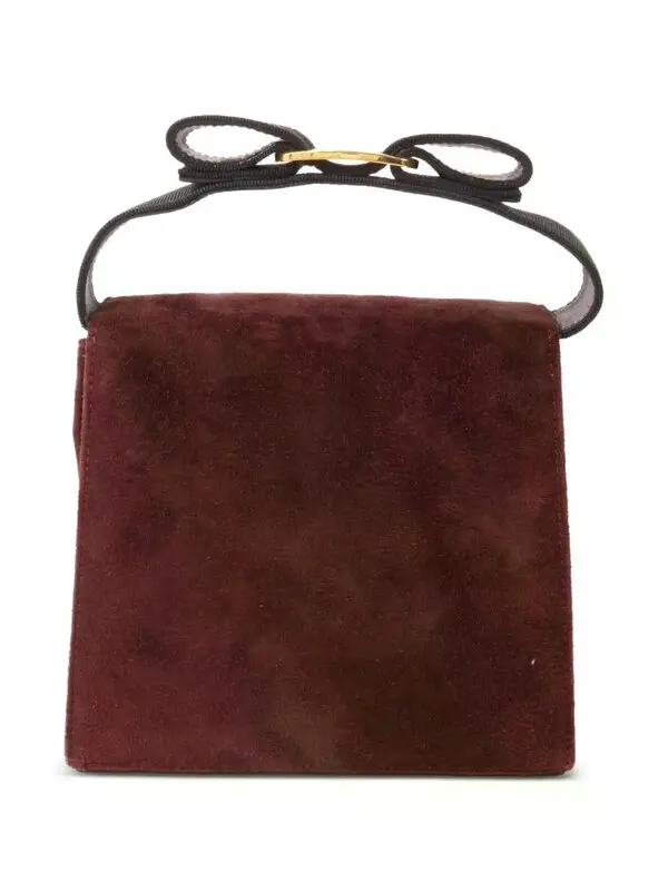 FERRAGAMO Suede Bow Detail Shoulder Bag