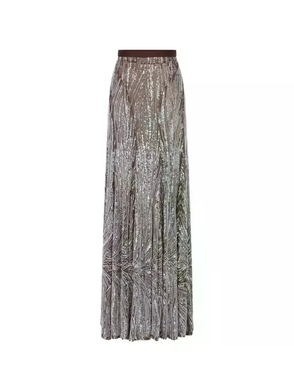 Rabanne Sequin-embellished Embroidered Maxi Skirt - Brown