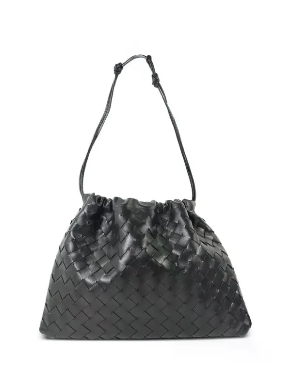 Bottega Veneta Intrecciato Leather Shoulder Bag - Black