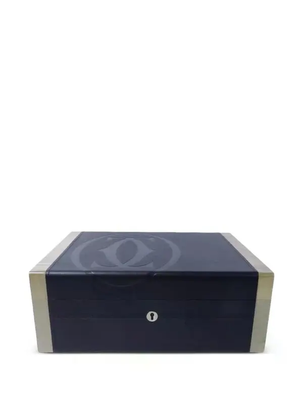 Cartier Logo Detail Humidor Cigar Box With Silver-tone Hardware - Black