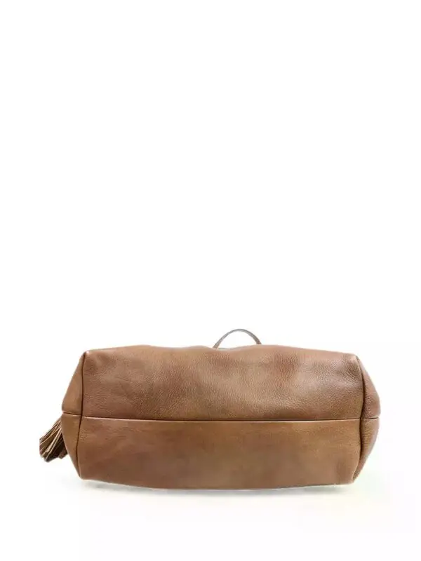 Gucci Leather Tote Bag With Tassel Detail - Brown