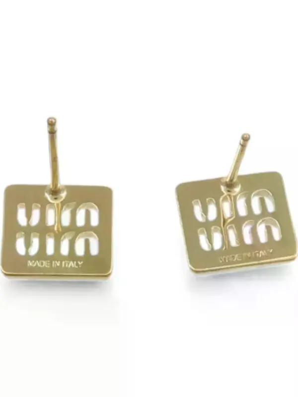 Miu Miu Tone Square Logo Detail Stud Earrings