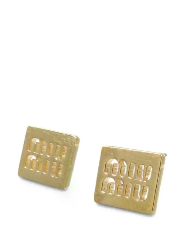 Miu Miu Tone Square Logo Detail Stud Earrings