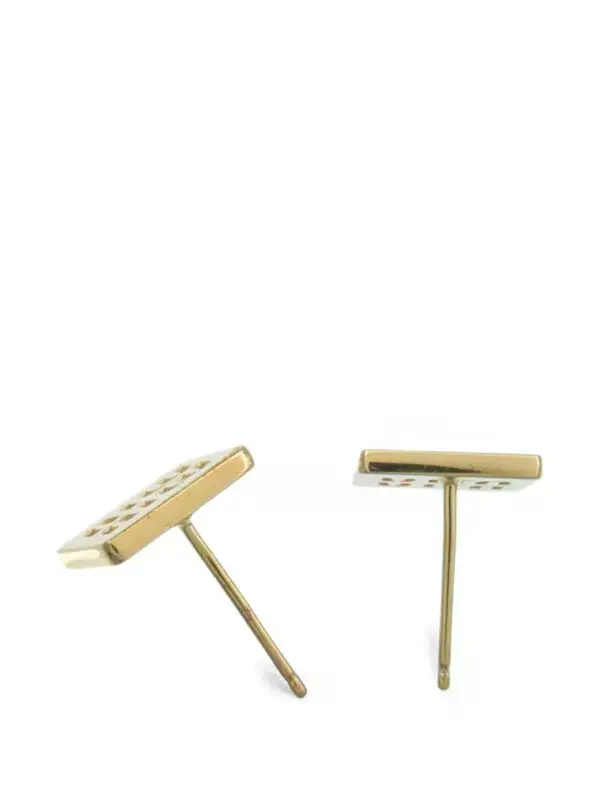 Miu Miu Tone Square Logo Detail Stud Earrings