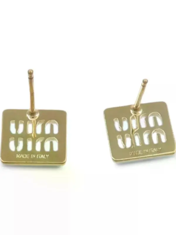 Miu Miu Tone Square Logo Detail Stud Earrings