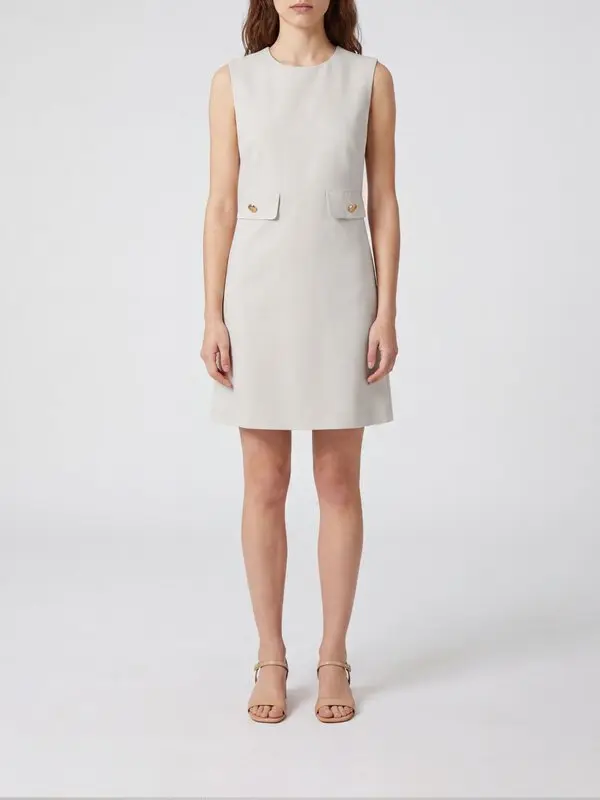 PAROSH Sleeveless Dress With Button Detail - Sand