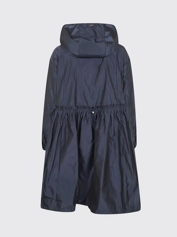 Herno Knee-length Ultralight Nylon Raincoat With Hood And Drawstring - Blue