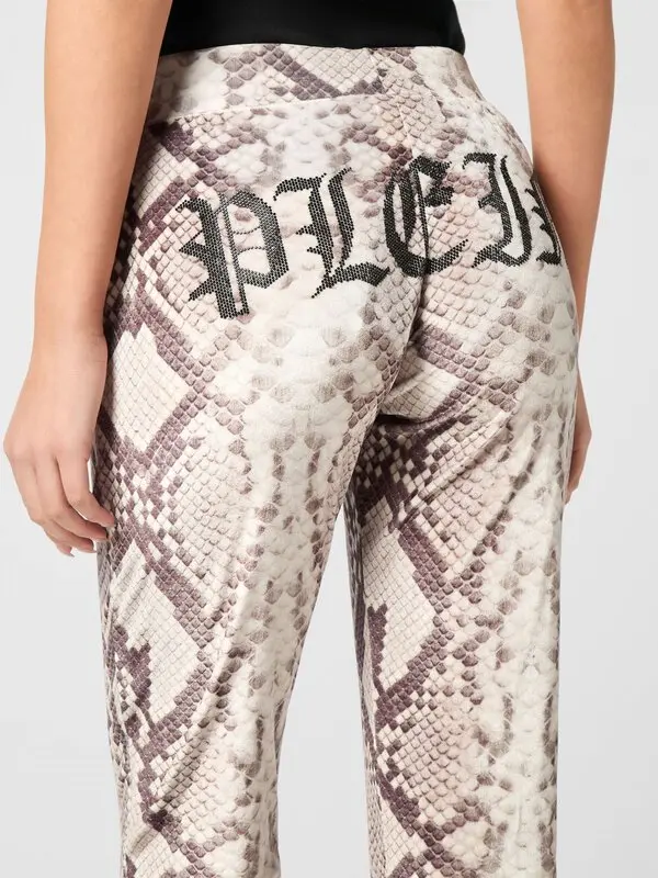 Philipp Plein Snake Print Skinny Jersey Joggers - Beige
