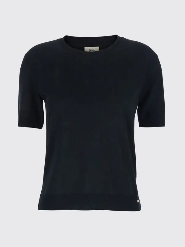 Herno Short-sleeve Crewneck T-shirt In Lyocell And Cotton Blend - Black